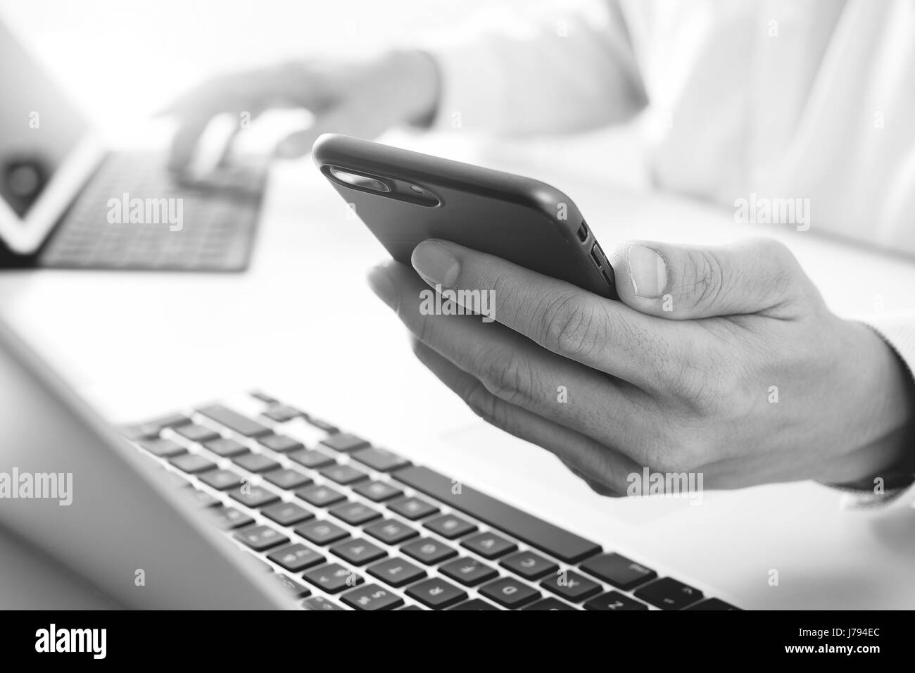 Using computer technology in Black and White Stock Photos & Images - Alamy