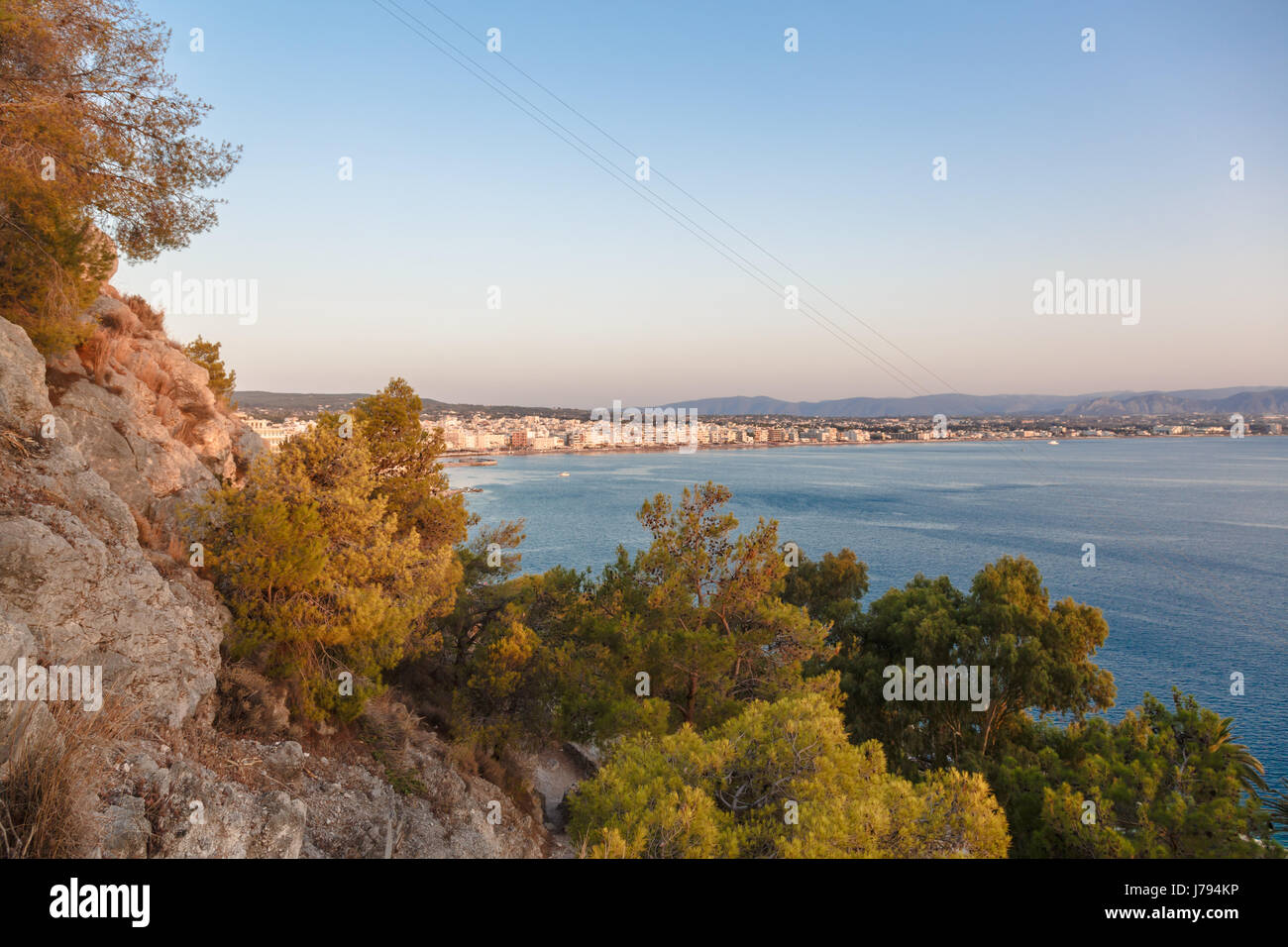 View of Loutraki town from mountain, Corinthia, Greece Stock Photo - Alamy