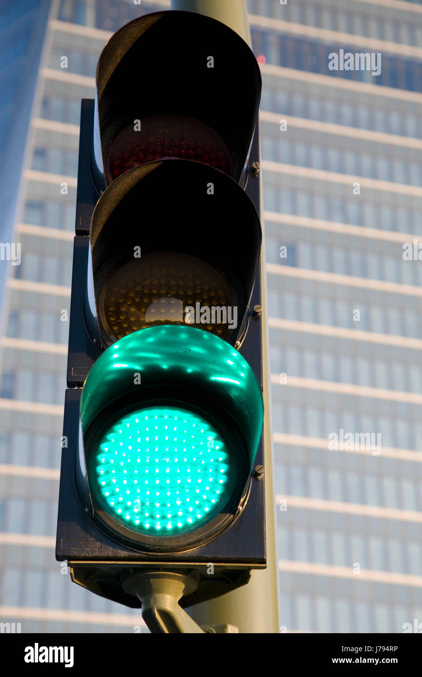 green light traffic light office building work business go progression ...