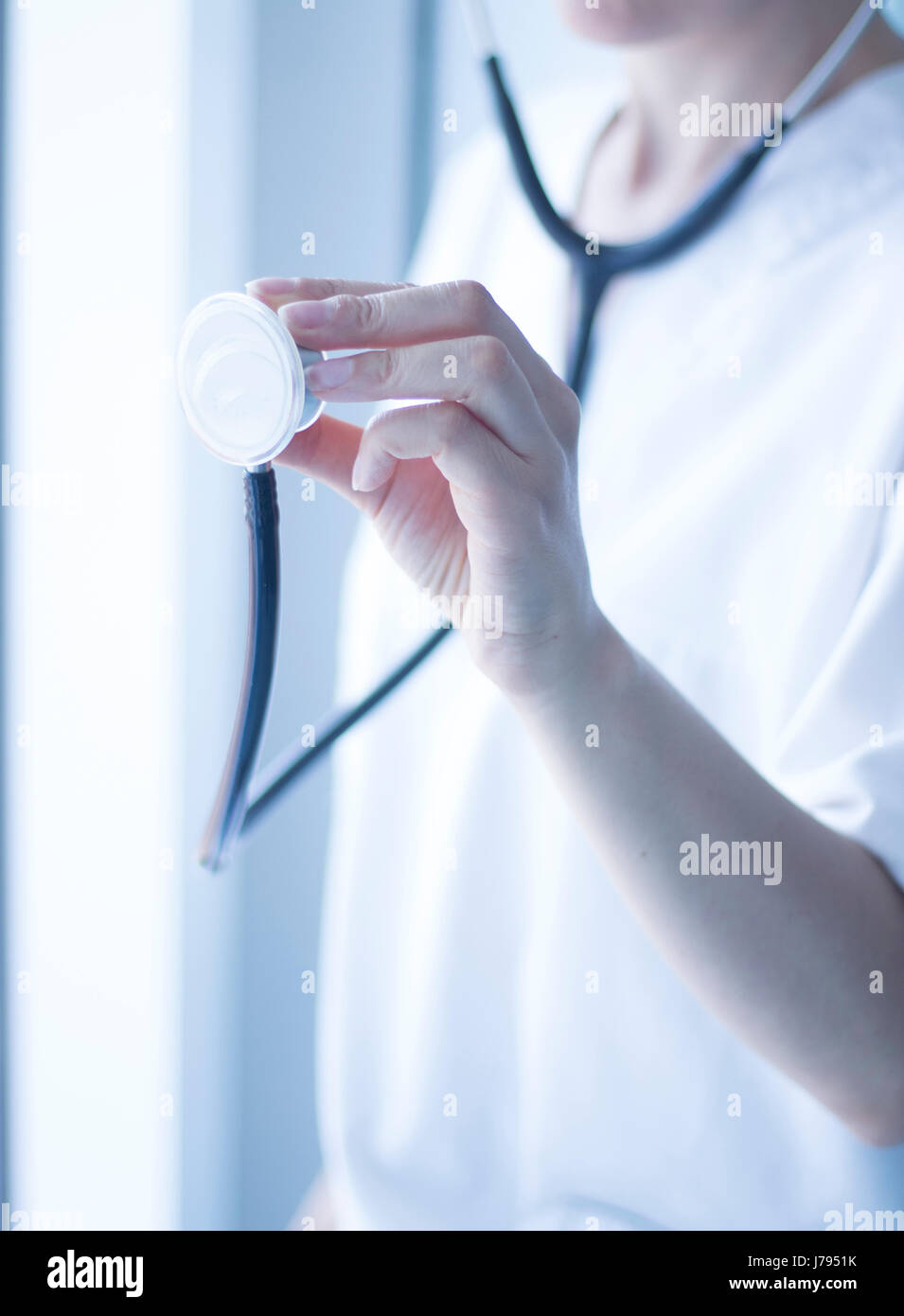 Doctors medical stethoscope heart rate monitoring equipment to listen ...