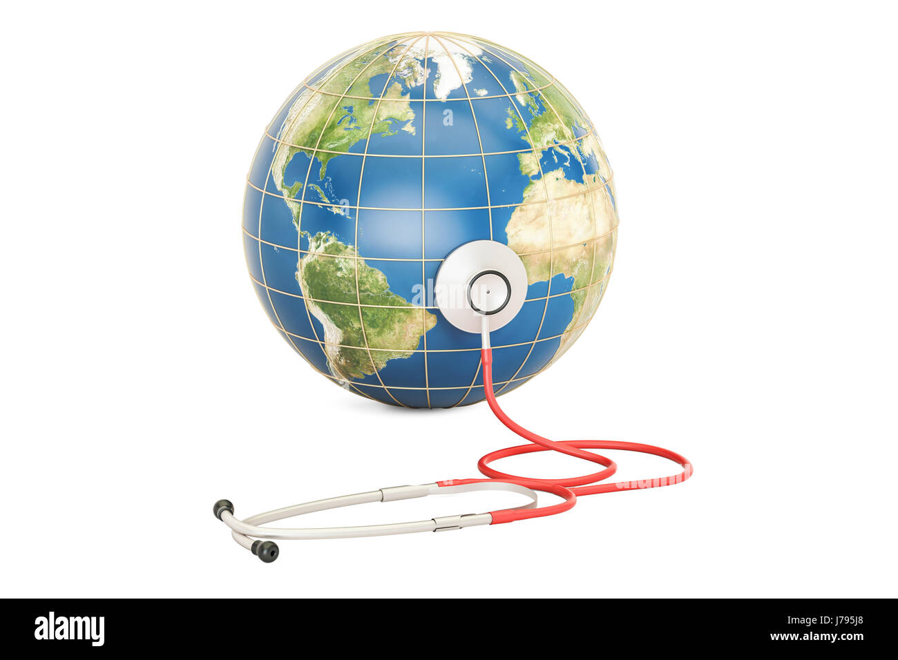 Globe Earth with stethoscope. Global healthcare, World Health Day ...