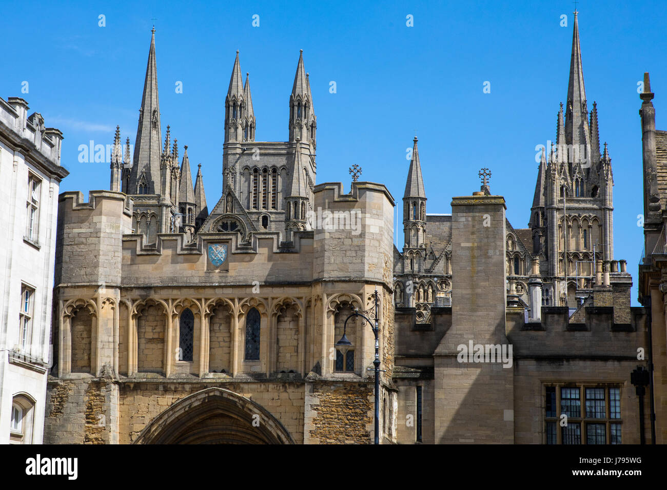 A view of the towers and spires of Peterborough Cathedral above the ...
