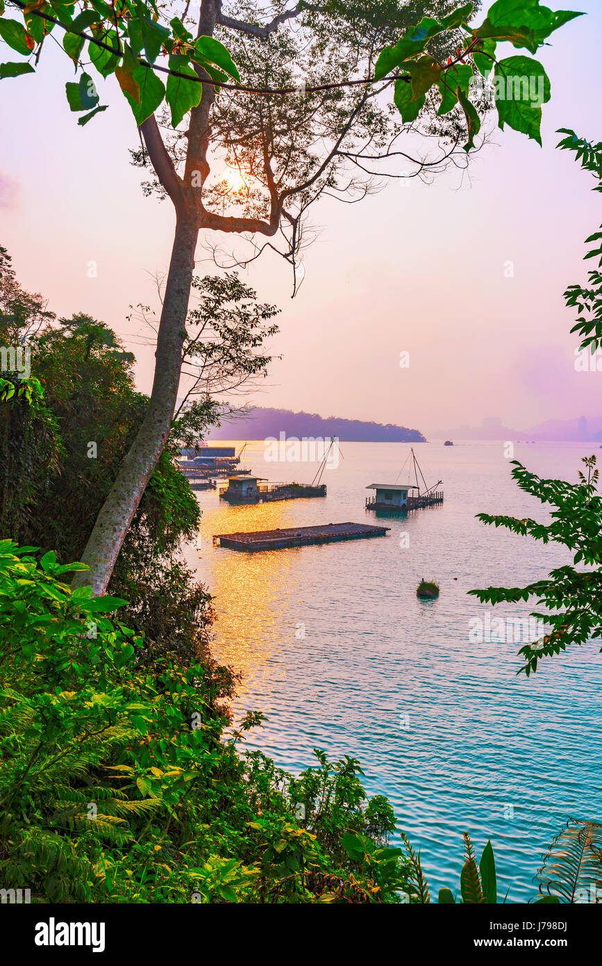 View of Sun Moon Lake and nature during sunset Stock Photo - Alamy