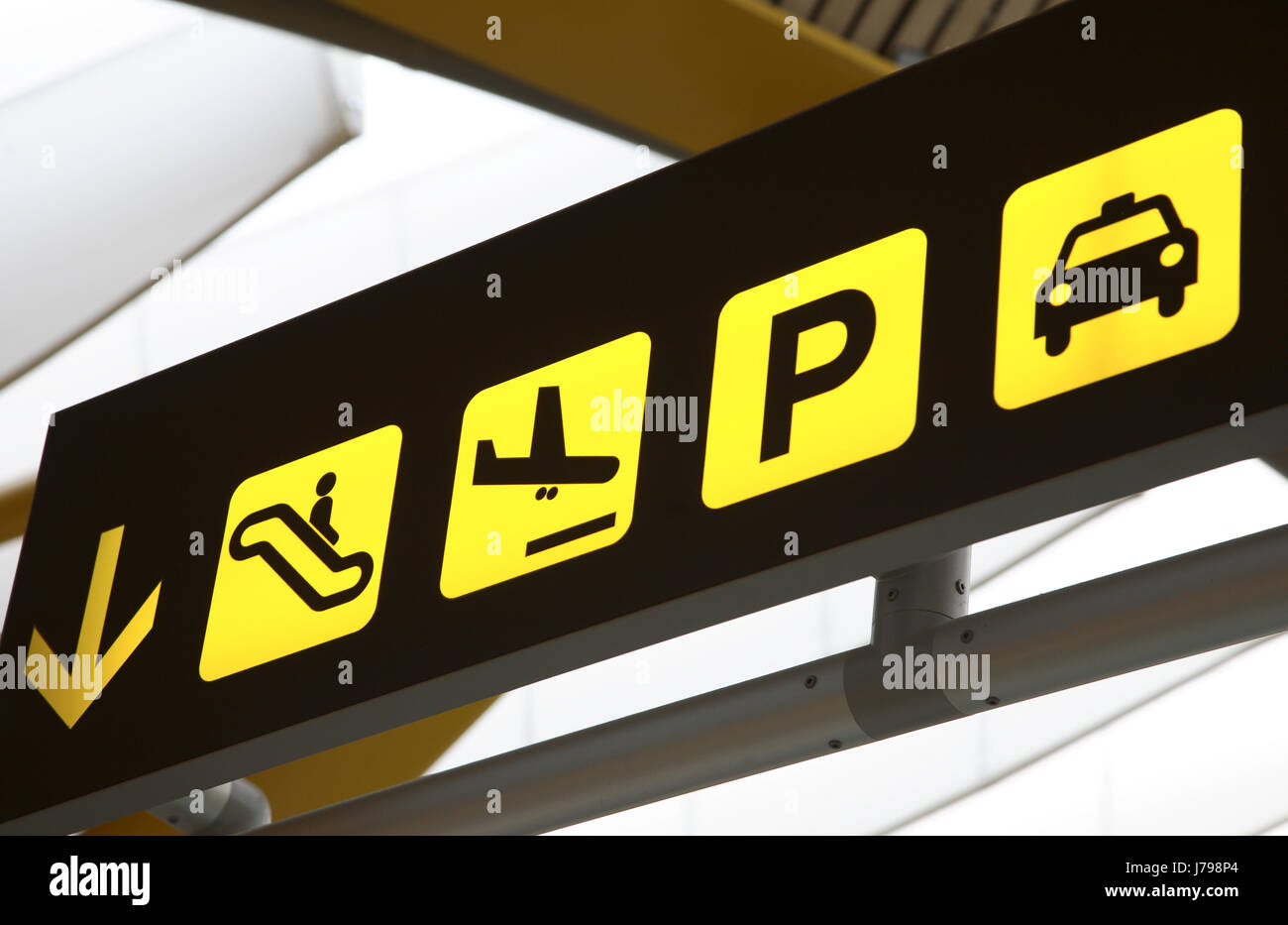 transport sign airport airplane information yellow illuminate arrival ...