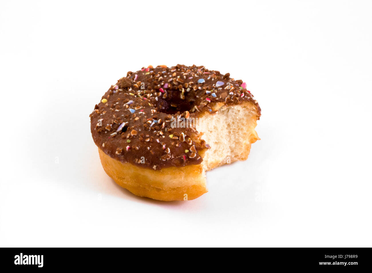 isolated bitten white dessert chocolate food aliment object sweet round ...