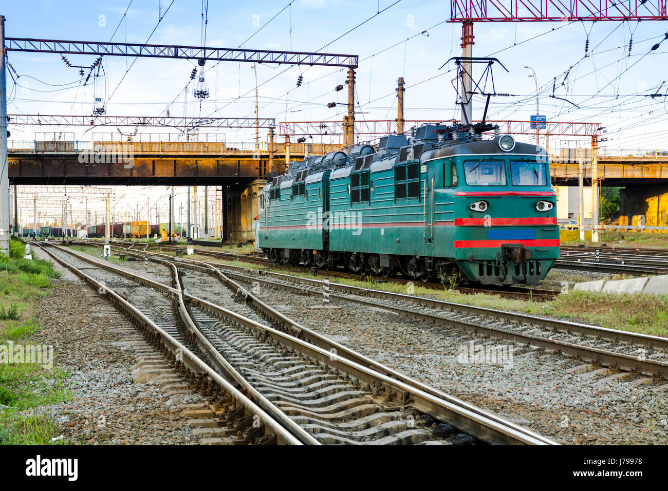 Electric locomotive. Railway. A train. Electric locomotive of Soviet ...