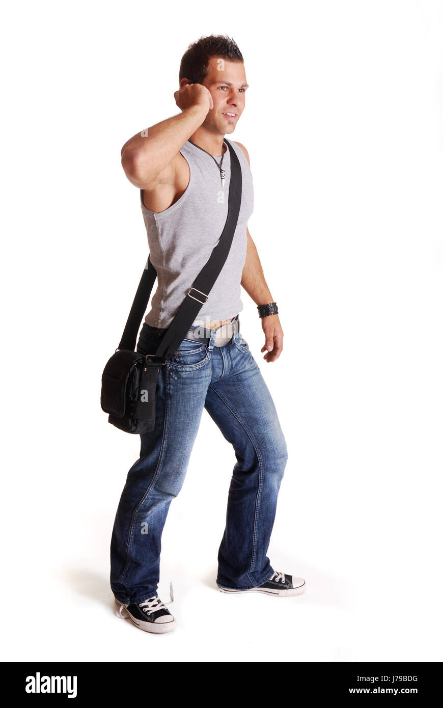 young man phoning Stock Photo - Alamy