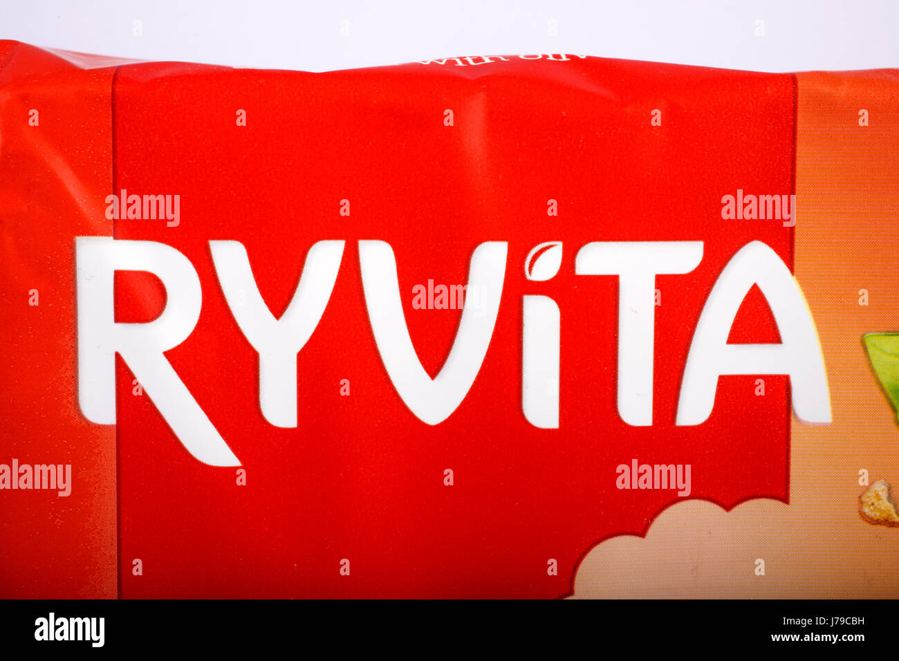 LONDON, UK - MAY 23RD 2017: The Ryvita logo on one of its crispbread ...