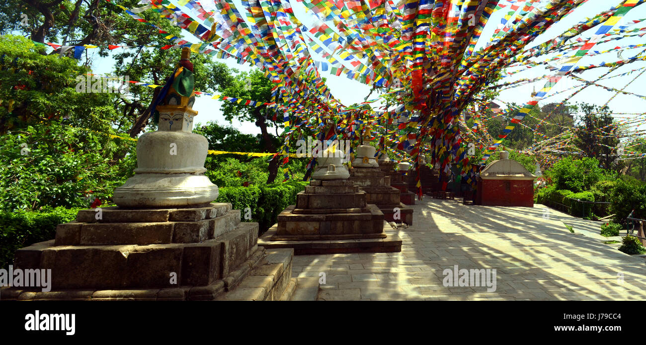 Swayambhu Swayambhunath Stupa in Kathmandu, Nepal. Panorama Stock Photo ...
