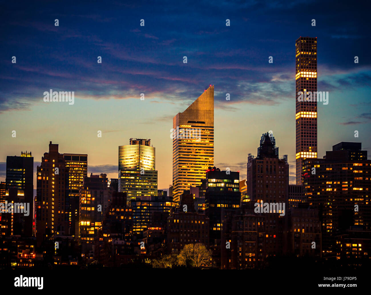 New York buildings at night Stock Photo - Alamy