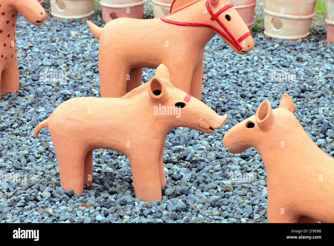Haniwa Figures Displayed at Hachimanzuka Kofun Hodota Takasaki city ...