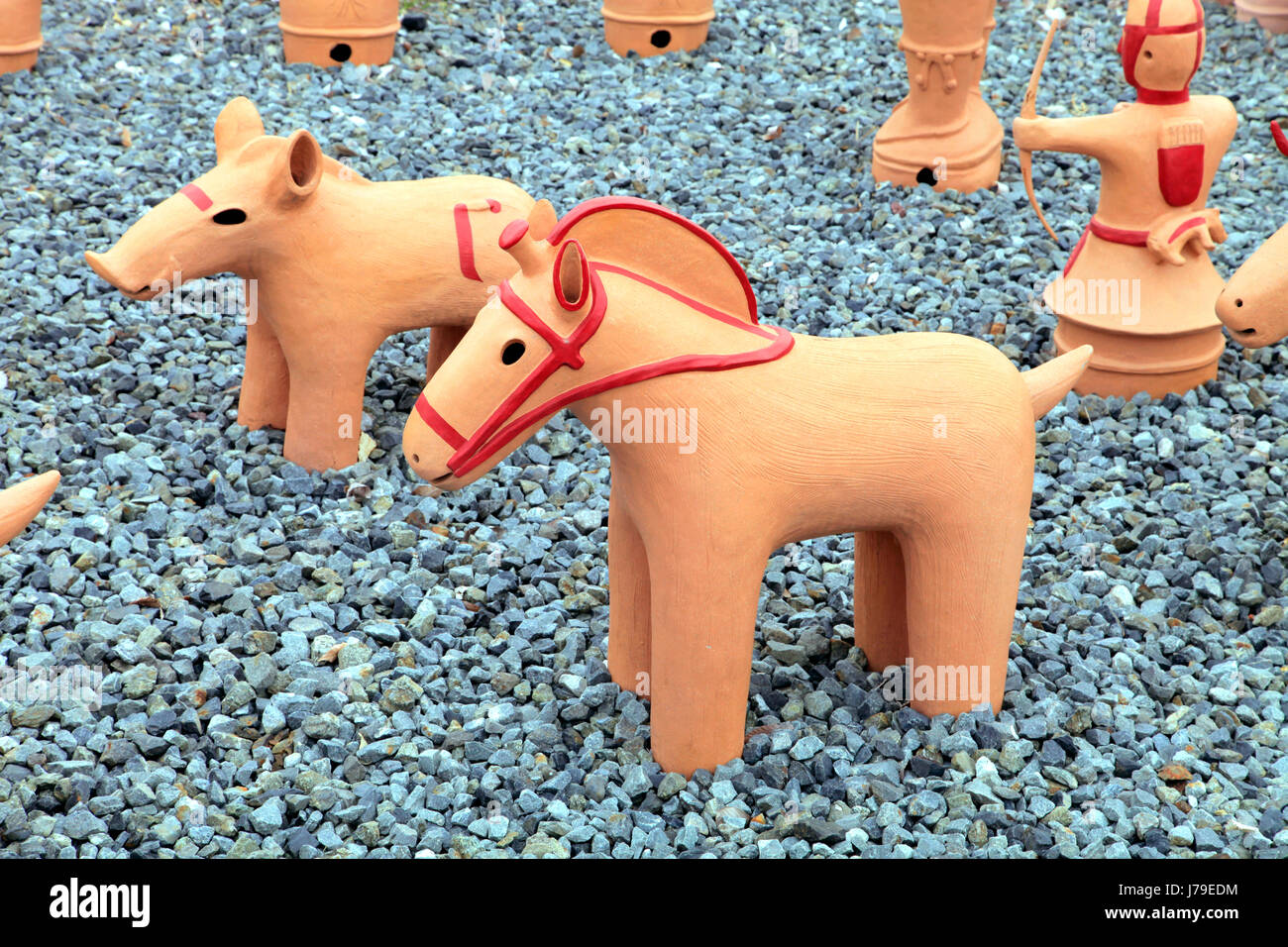 Haniwa Figures Displayed at Hachimanzuka Kofun Hodota Takasaki city ...