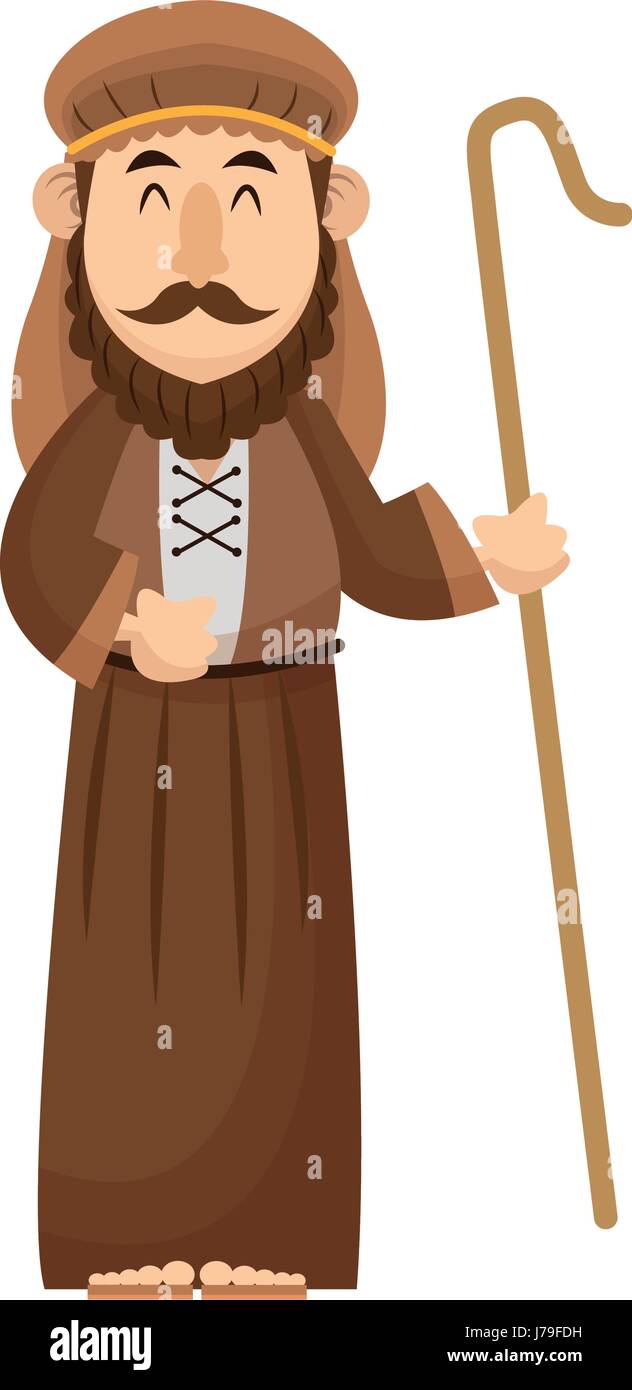 joseph manger character with cane wooden Stock Vector Image & Art - Alamy