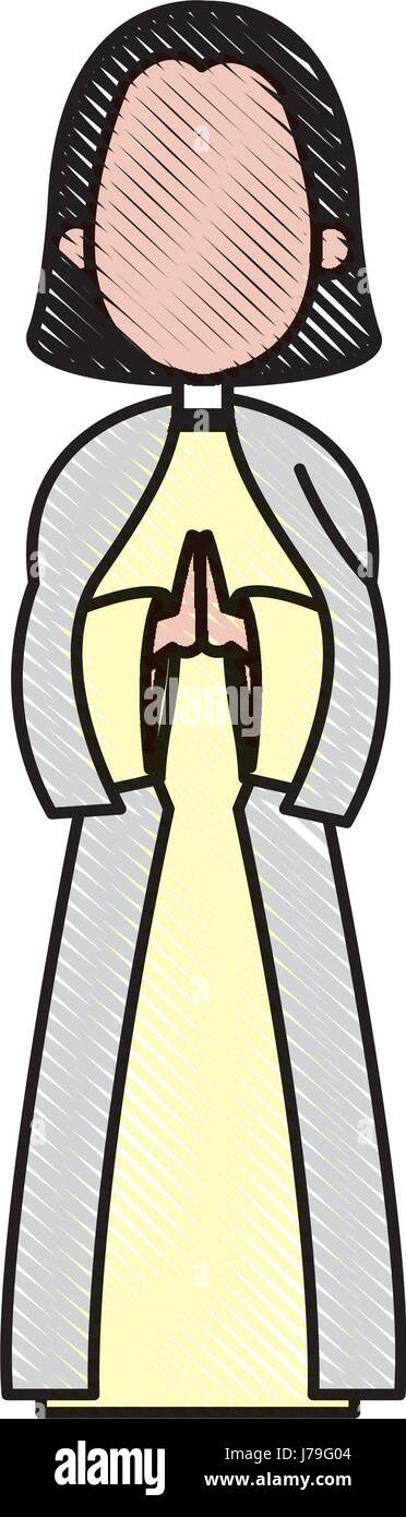 cartoon virgin mary pray spiritual christmas Stock Vector Image & Art ...