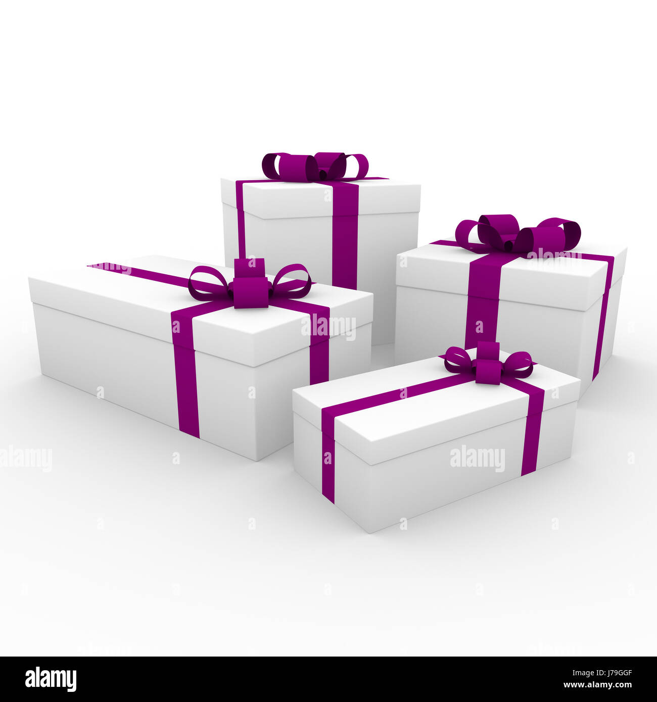 3d pink purple gift box isolated white Stock Photo - Alamy