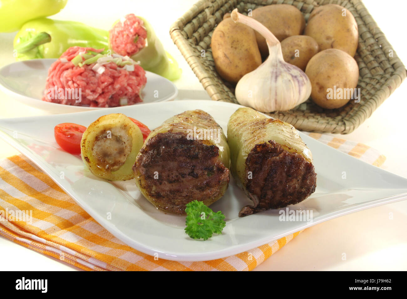 green mincemeat mince stuffed meat green classical vegetable paprika ...