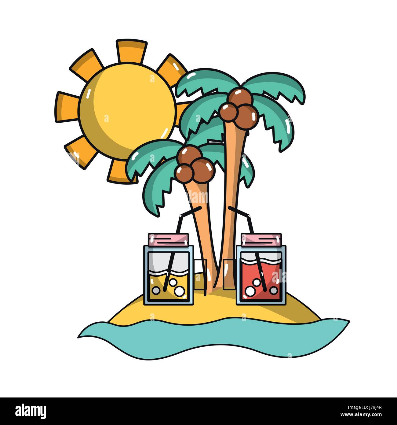 Palms on beach in Stock Vector Images - Alamy