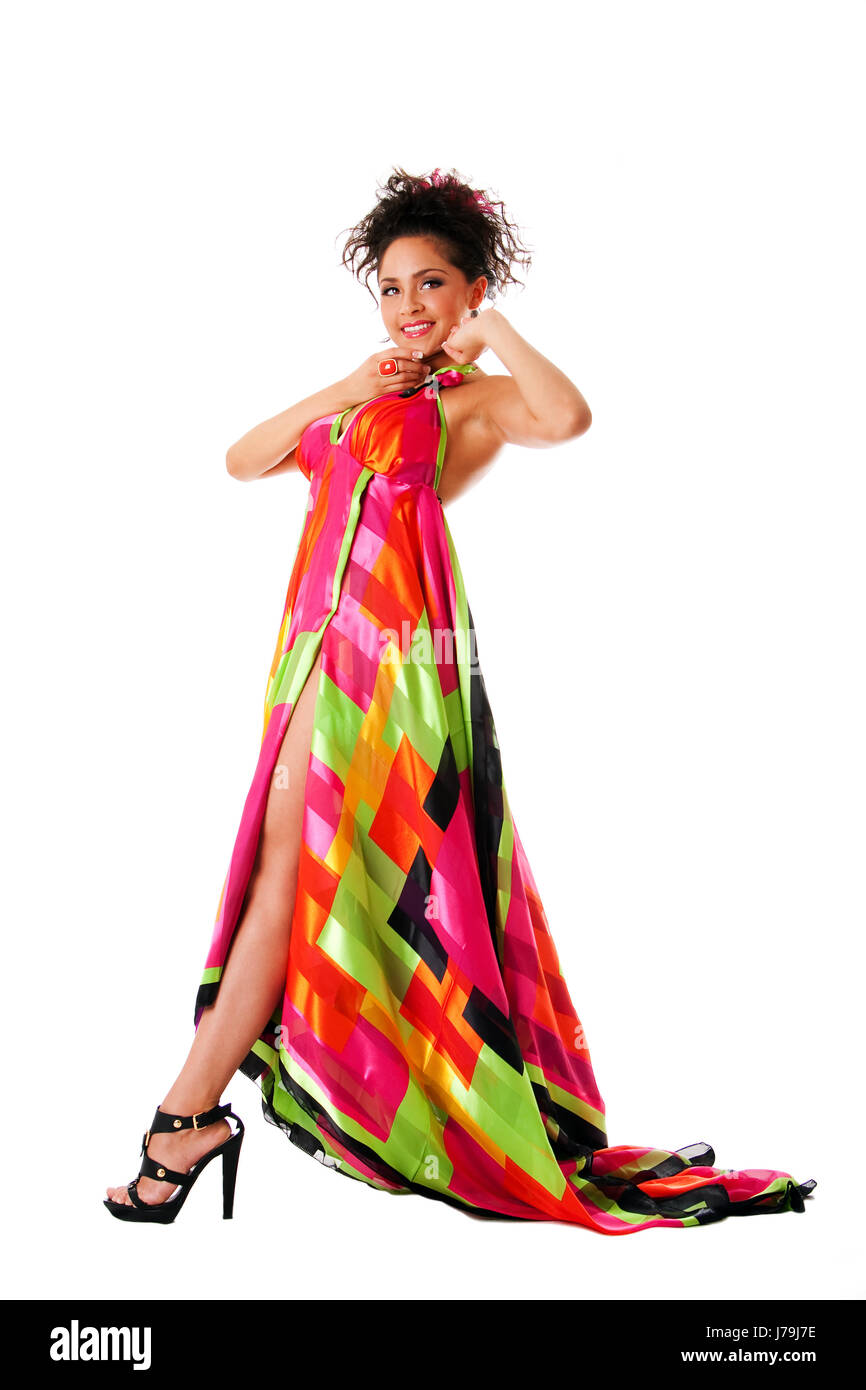 woman fashion female dress colorful hispanic beauty gown woman ...