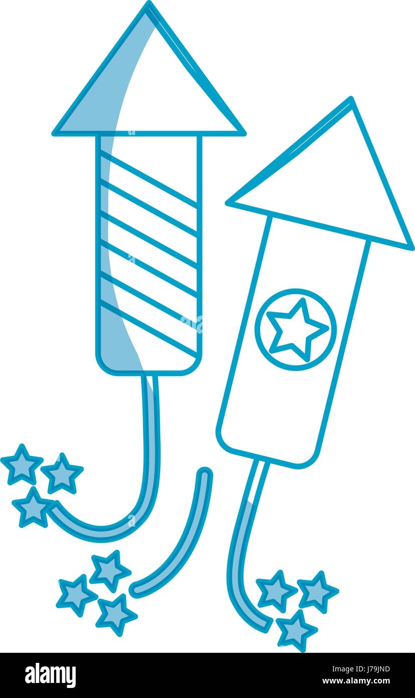 silhouette cute fireworks to celebrate special days Stock Vector Image ...