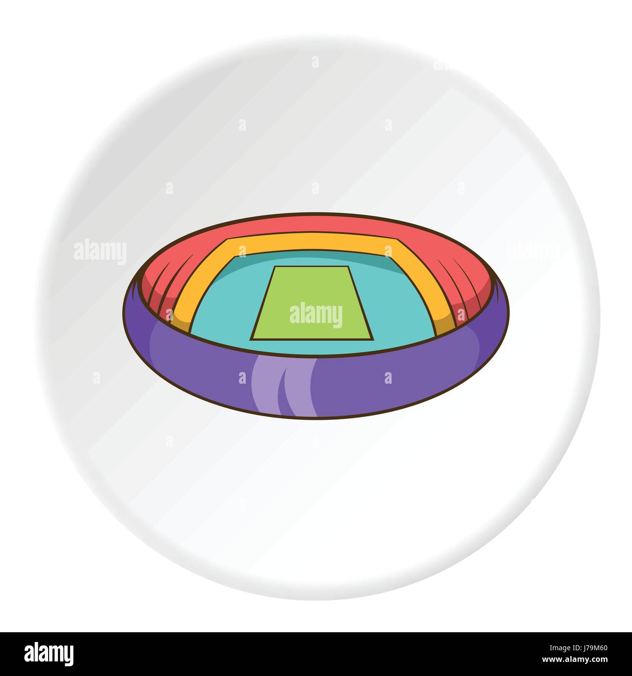 Round stadium icon in cartoon style isolated on white circle background ...