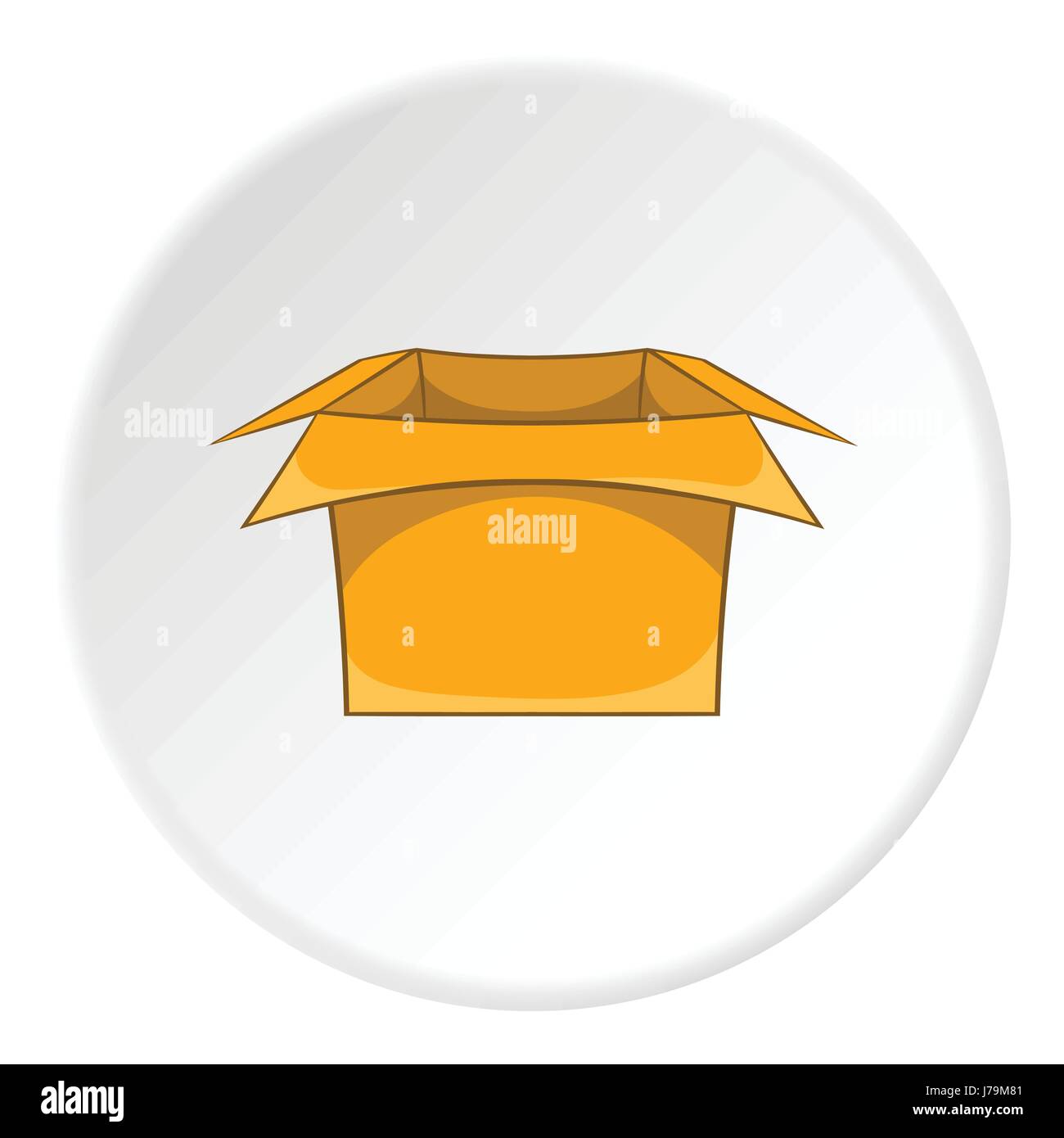 Carton box icon in cartoon style isolated on white circle background ...