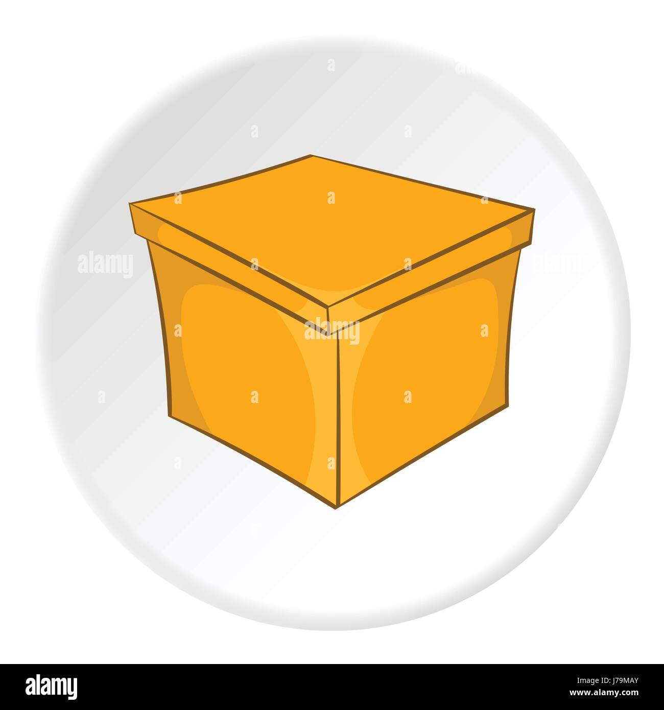 Square box icon in cartoon style isolated on white circle background ...