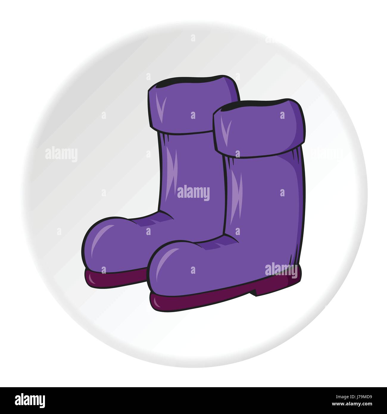 Rubber boots icon in cartoon style isolated on white circle background ...