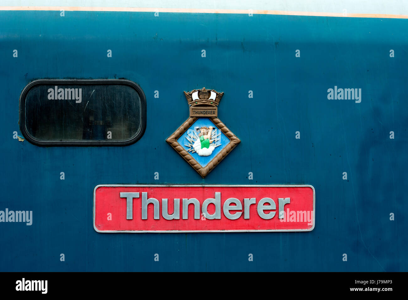 Class 50 diesel locomotive No 50008 "Thunderer" nameplate at the Severn ...