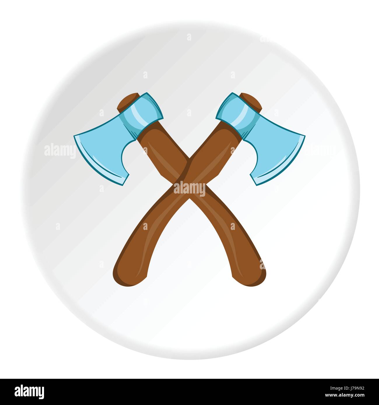 Two axes icon in cartoon style isolated on white circle background ...