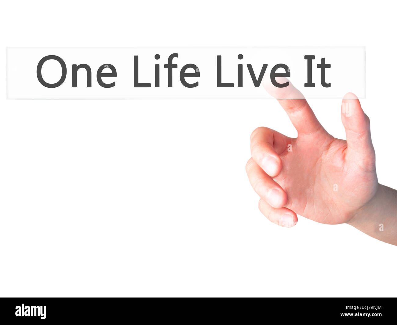 One Life Live It - Hand pressing a button on blurred background concept ...