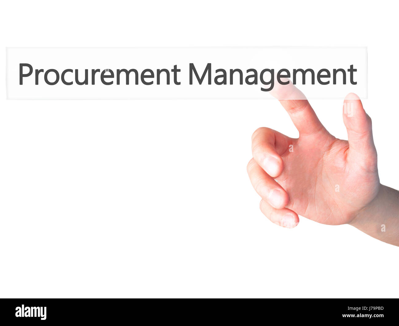 Procurement Management - Hand pressing a button on blurred background ...