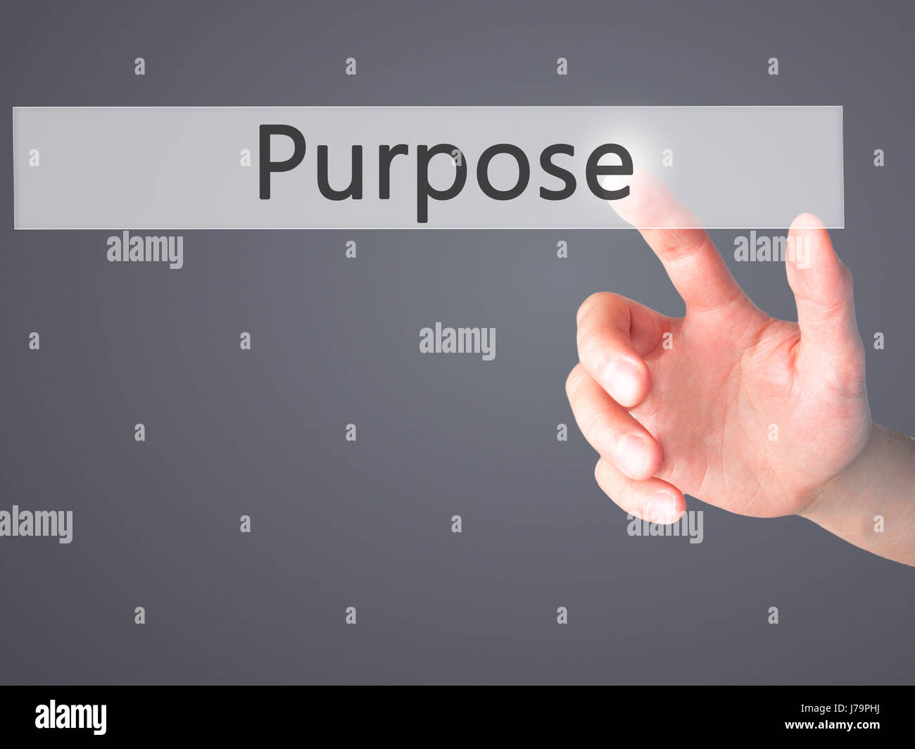 Purpose - Hand pressing a button on blurred background concept ...