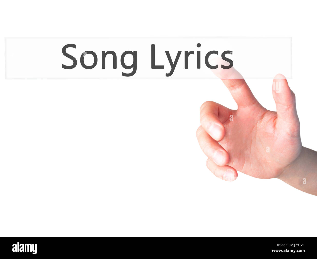 Song Lyrics - Hand pressing a button on blurred background concept ...