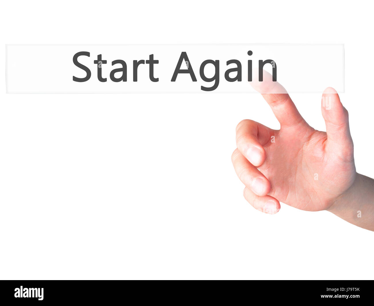 Start Again - Hand pressing a button on blurred background concept ...