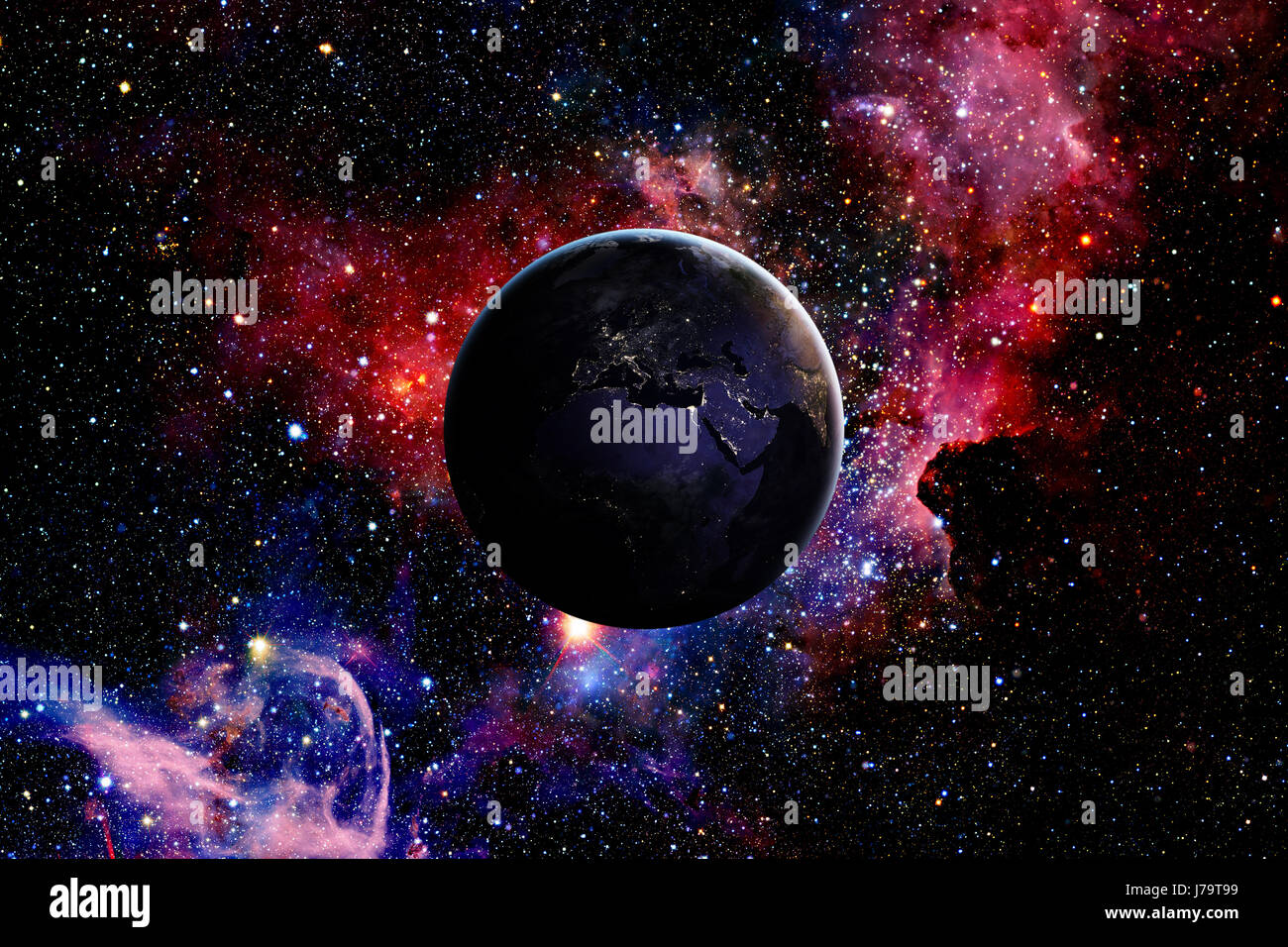 Earth from space and galaxy. Elements of this image furnished by NASA ...