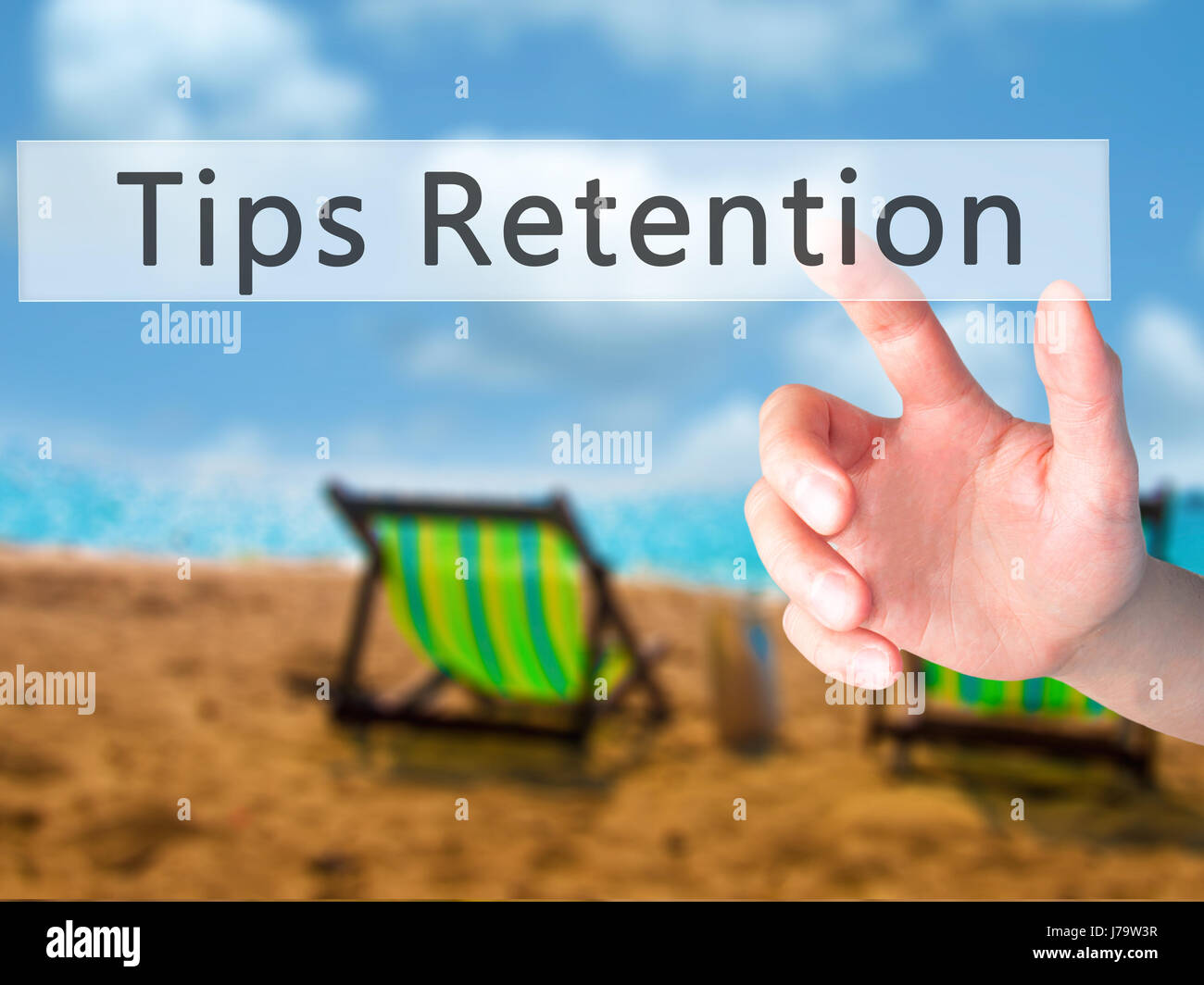 Tips Retention - Hand pressing a button on blurred background concept ...