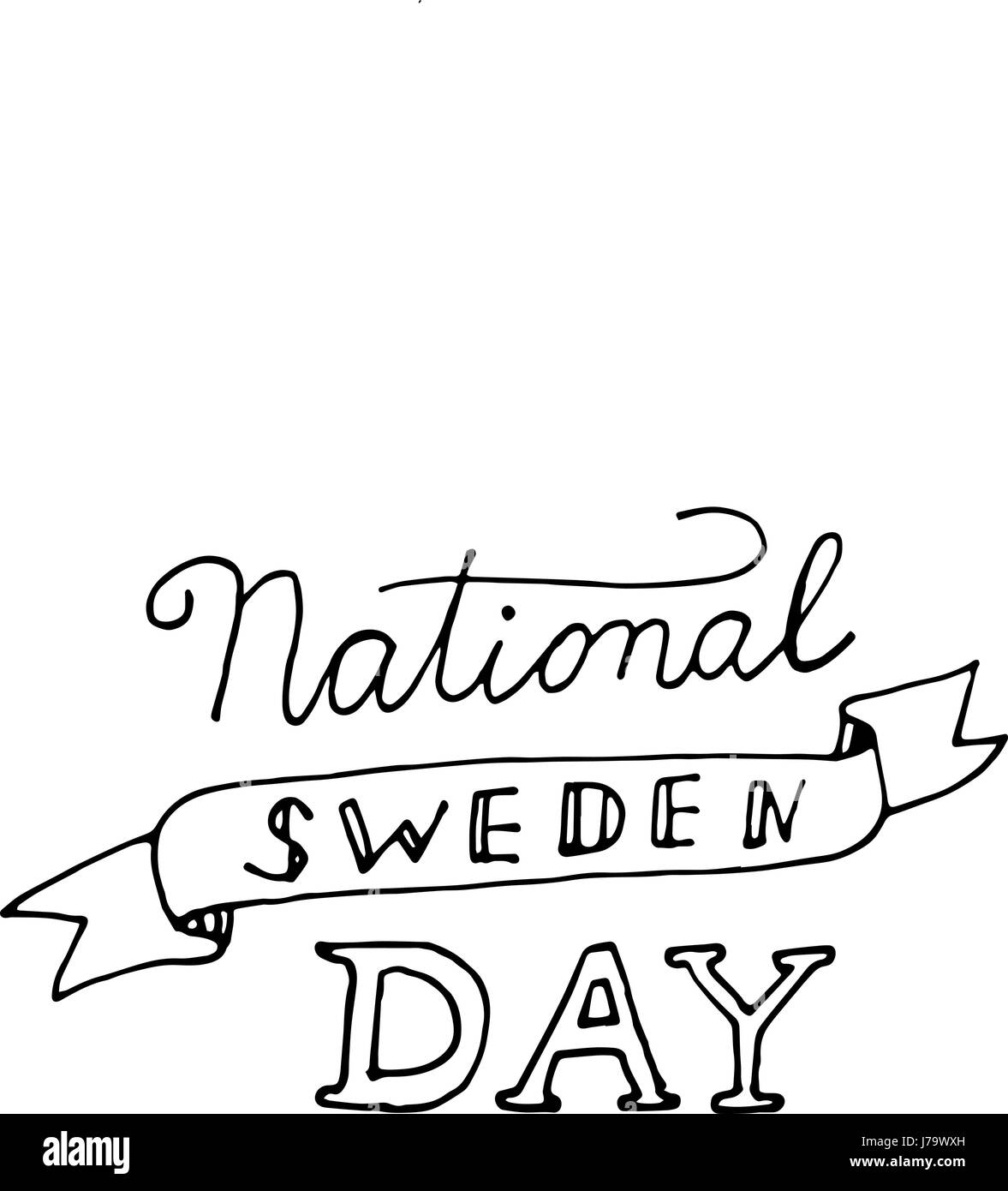 Sweden National Day lettering. Typography poster. Modern brush ...