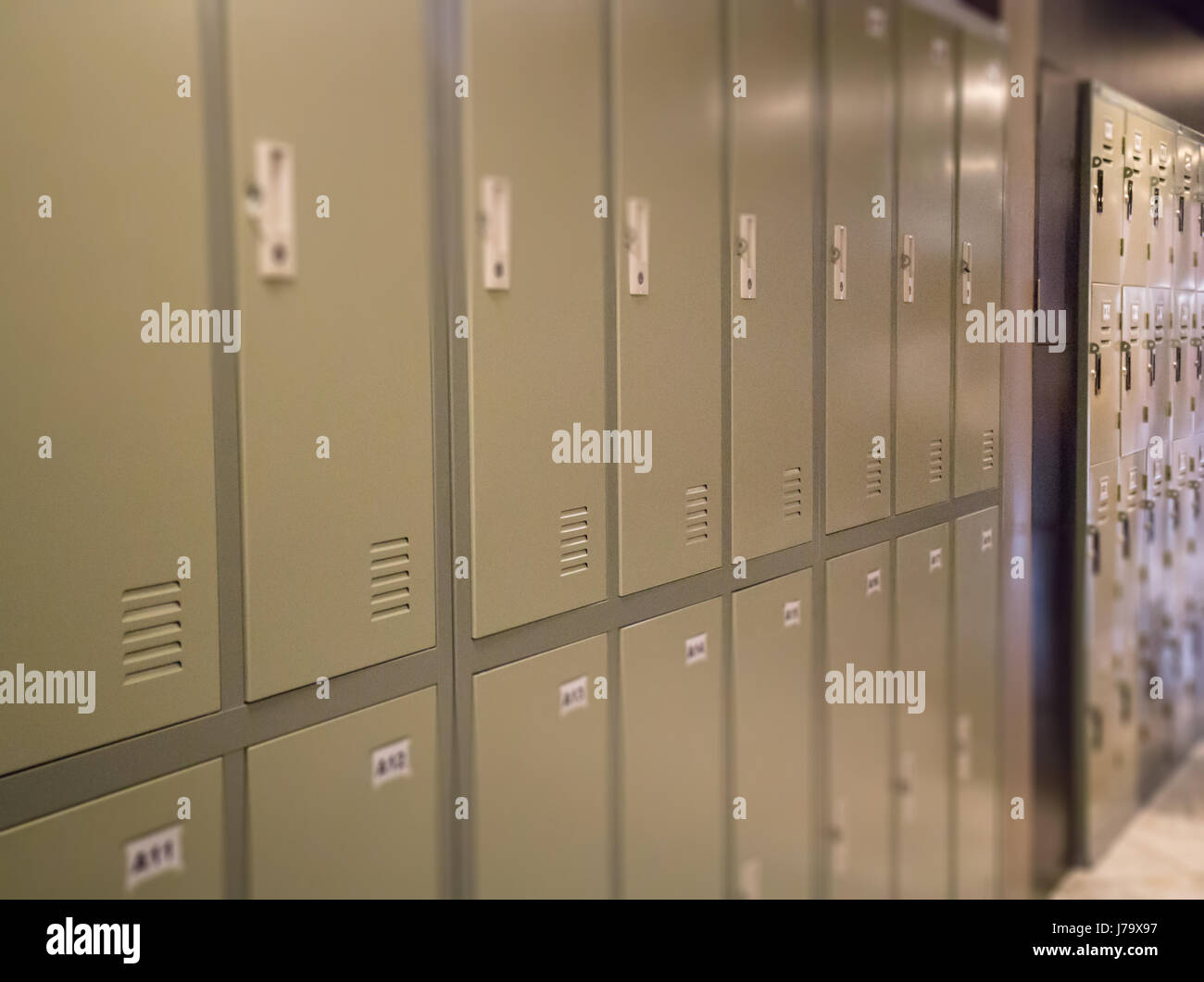 Row Of Old Lockers In School Hallway, stock photo Stock Photo - Alamy