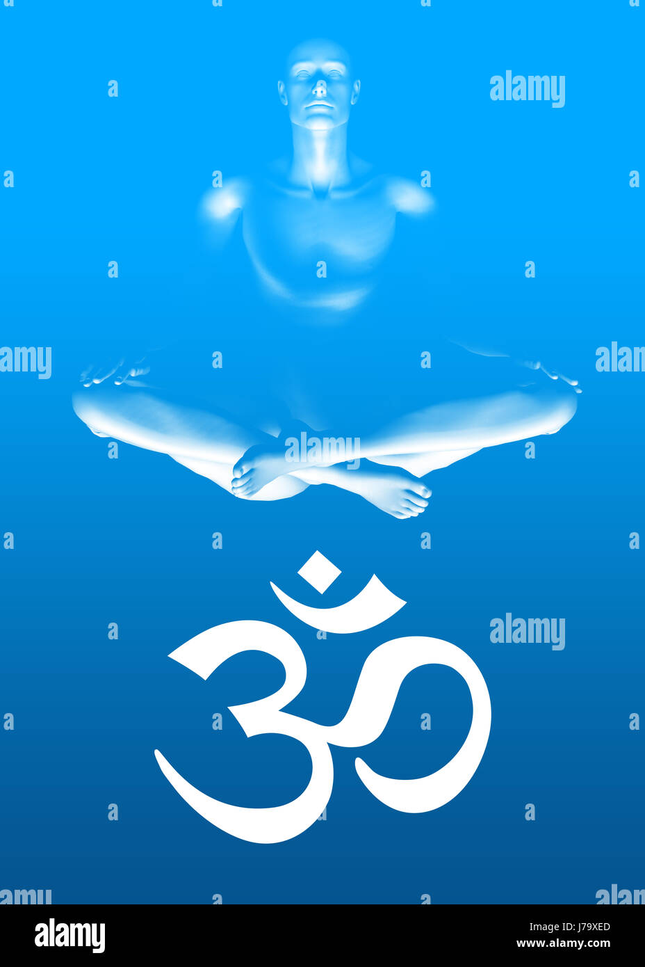 meditation with om-sign blue Stock Photo - Alamy