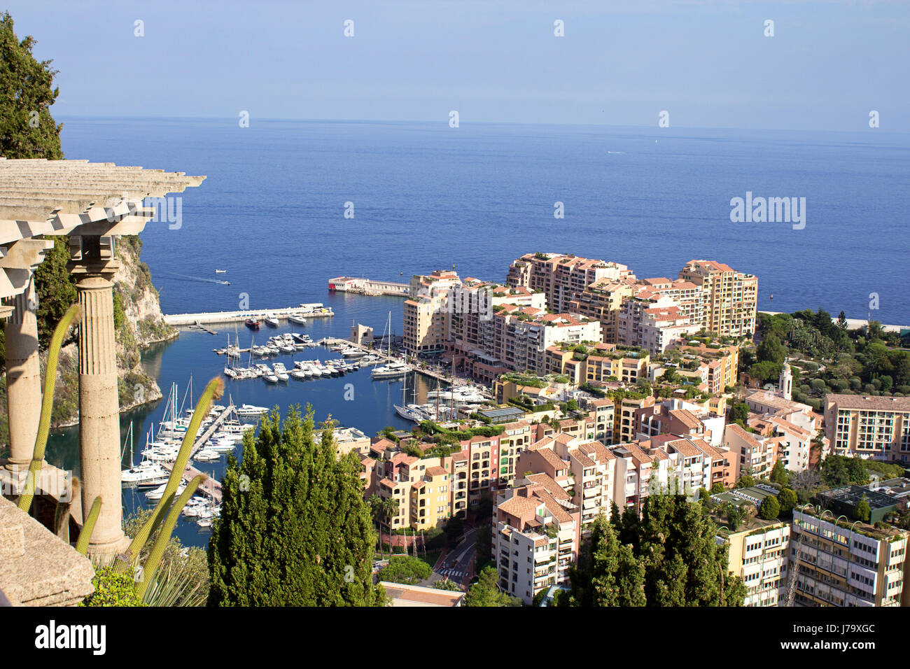 Monaco, Monte-Carlo: landscape top view of the city and old town with ...