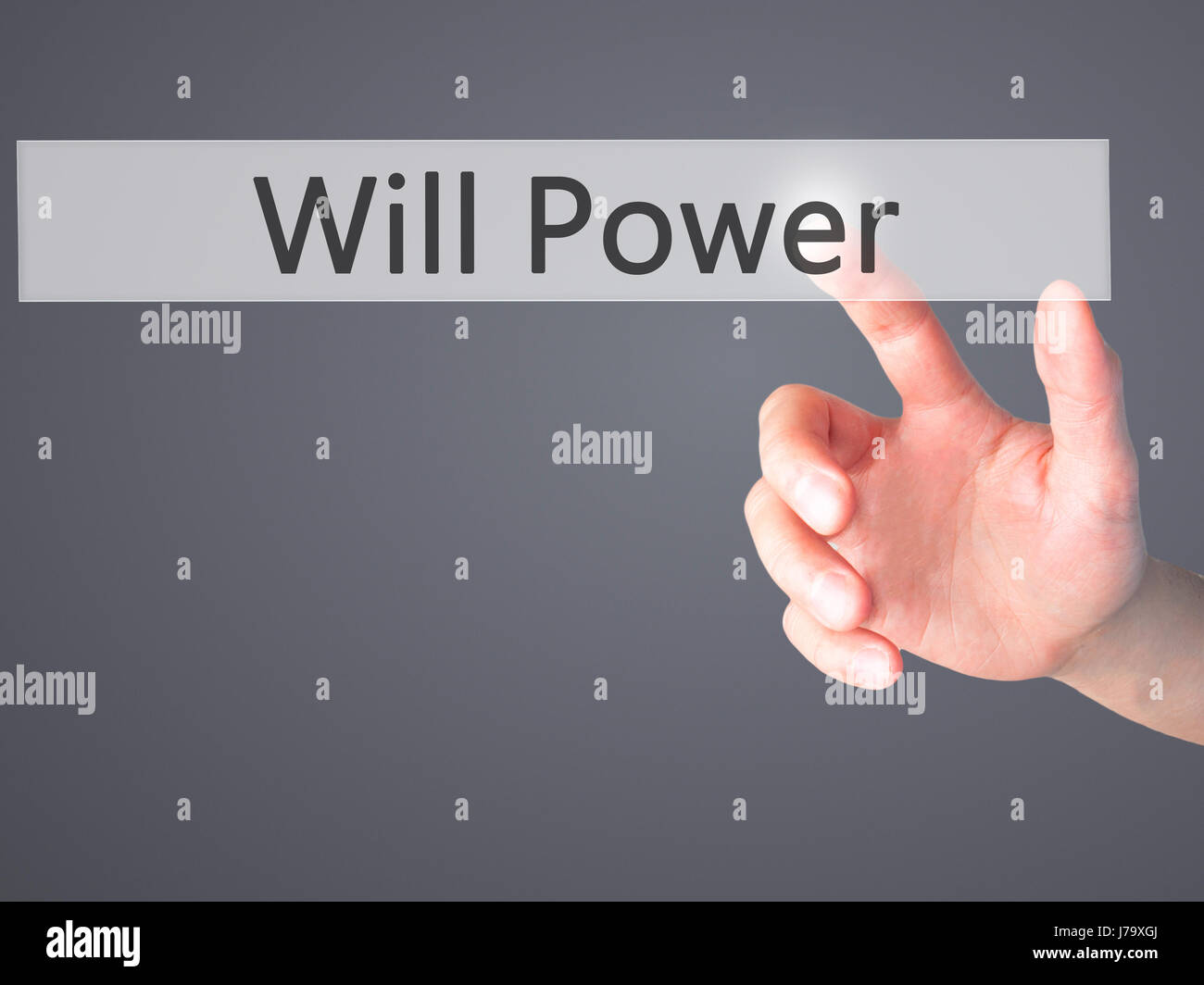Will Power - Hand pressing a button on blurred background concept ...