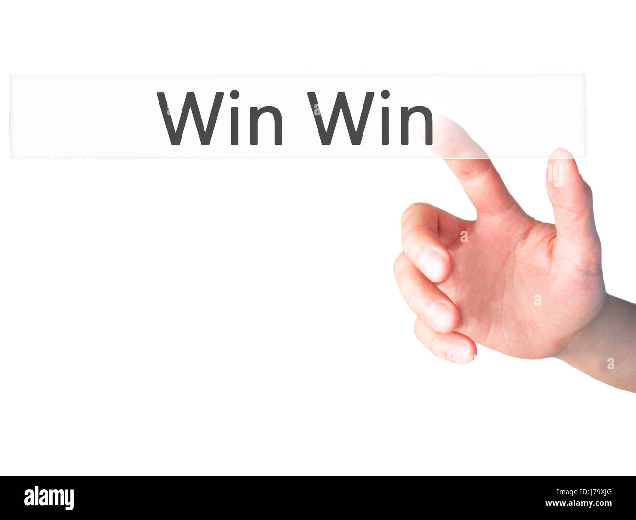 Win Win - Hand pressing a button on blurred background concept ...