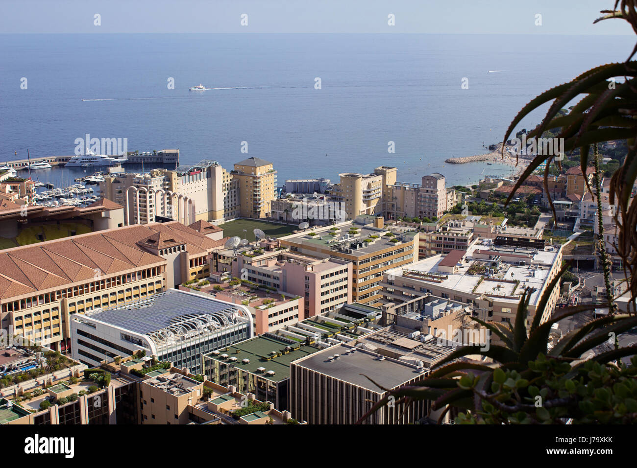 Monaco, Monte-Carlo: landscape top view of the city and old town with ...
