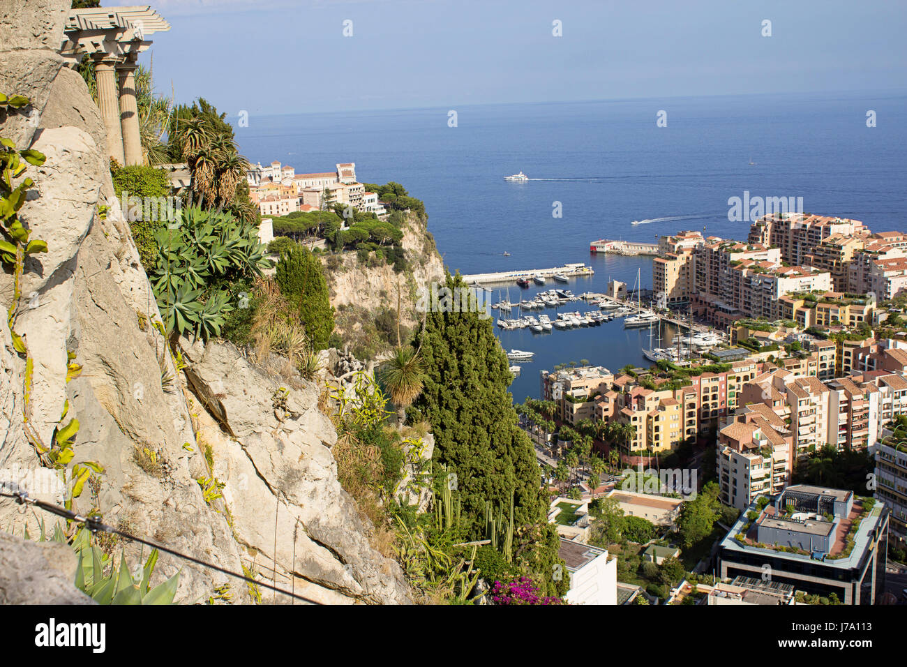 Monaco, Monte-Carlo: landscape top view of the city and old town with ...