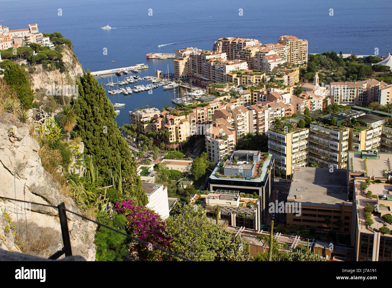 Monaco, Monte-Carlo: landscape top view of the city and old town with ...