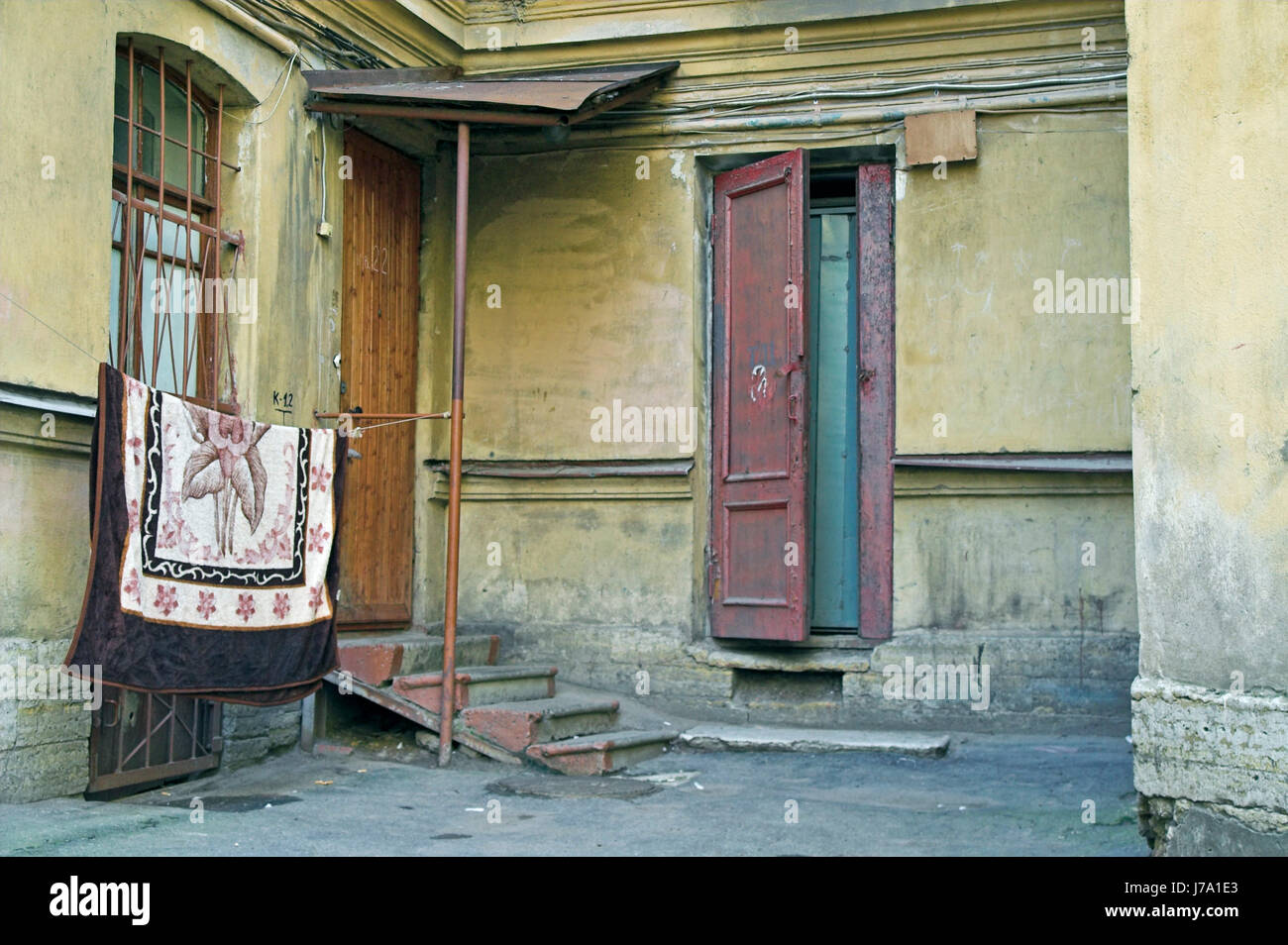 house building entrance backyard doors corroded home stairs buildings ...