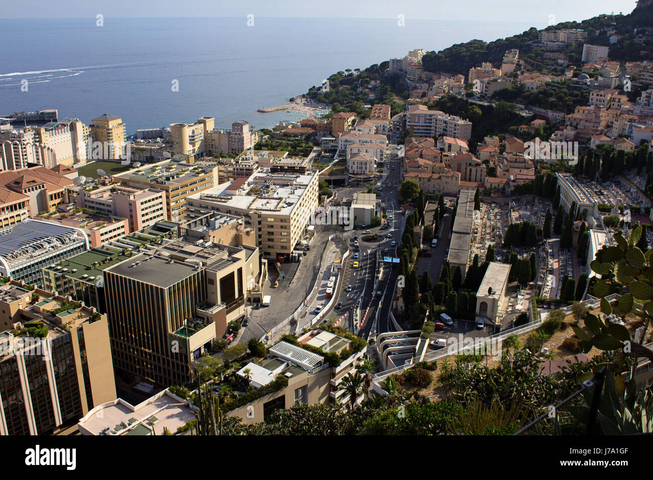 Monaco, Monte-Carlo: landscape top view of the city and old town with ...