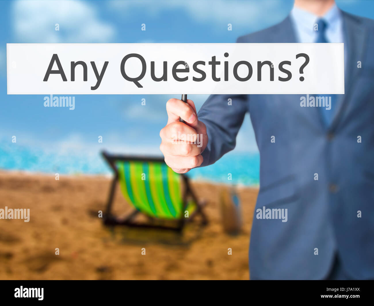 Any Questions - Business man showing sign. Business, technology ...
