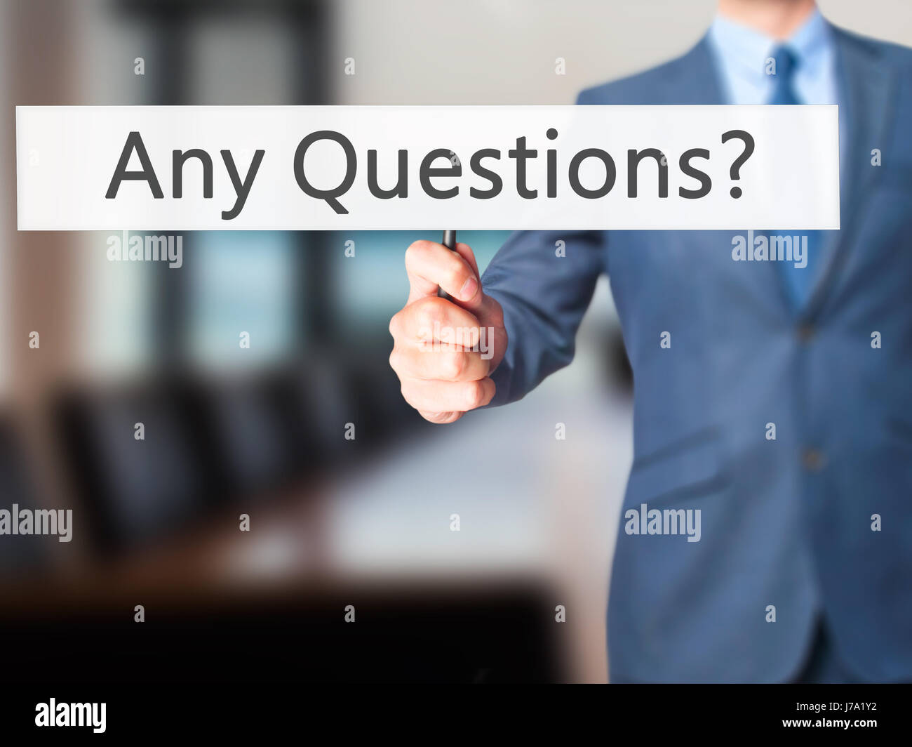 Any Questions - Business man showing sign. Business, technology ...