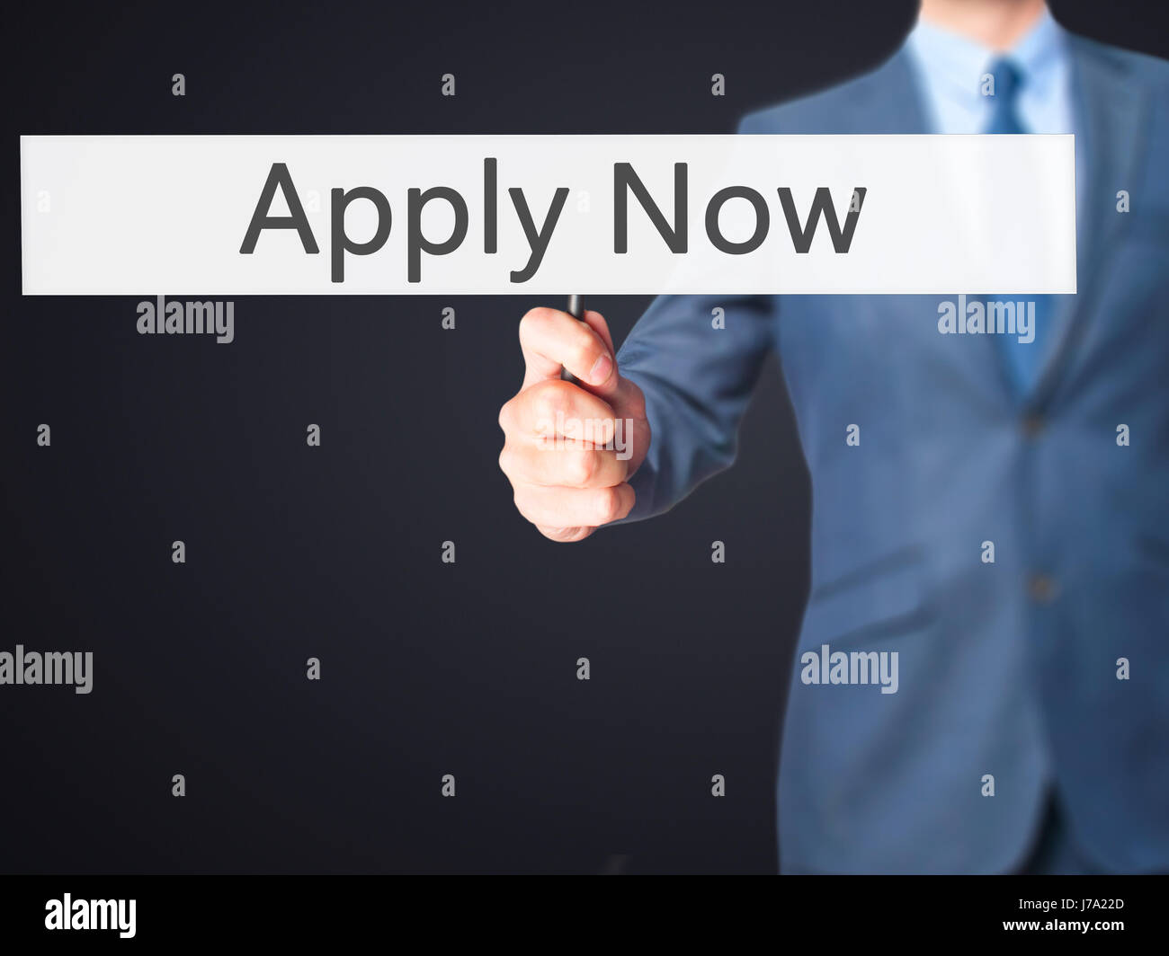 Apply Now - Business man showing sign. Business, technology, internet ...
